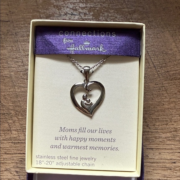 Hallmark | Jewelry | Hallmark Silver Mother And Child Heart Necklace ...
